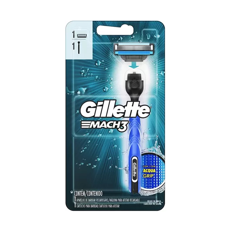 Aparelho De Barbear Gillette Mach 3 Acqua Grip Regular Com 1 Unidade