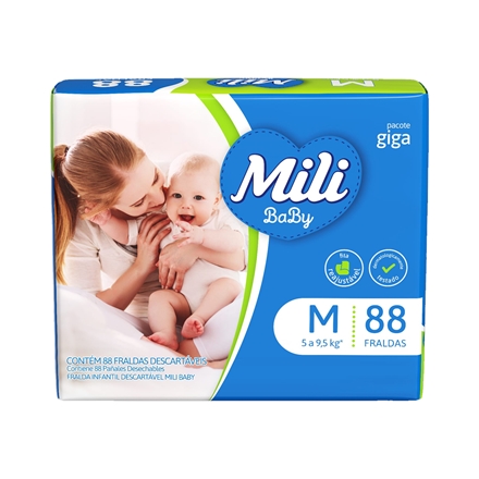 Fralda Mili Baby Giga M com 88 unidades - Farmácias Unipreço
