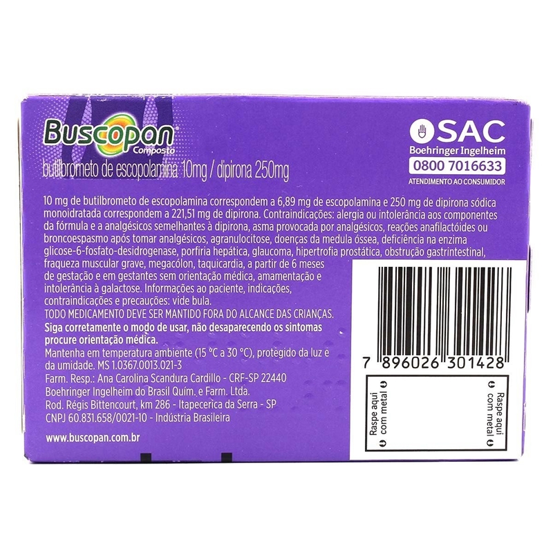 Buscopan Composto Com 20 Comprimidos - Farmácias Unipreço