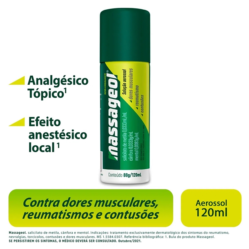 Massageol Spray Aerosol com 120ml | Farmácias Unipreço