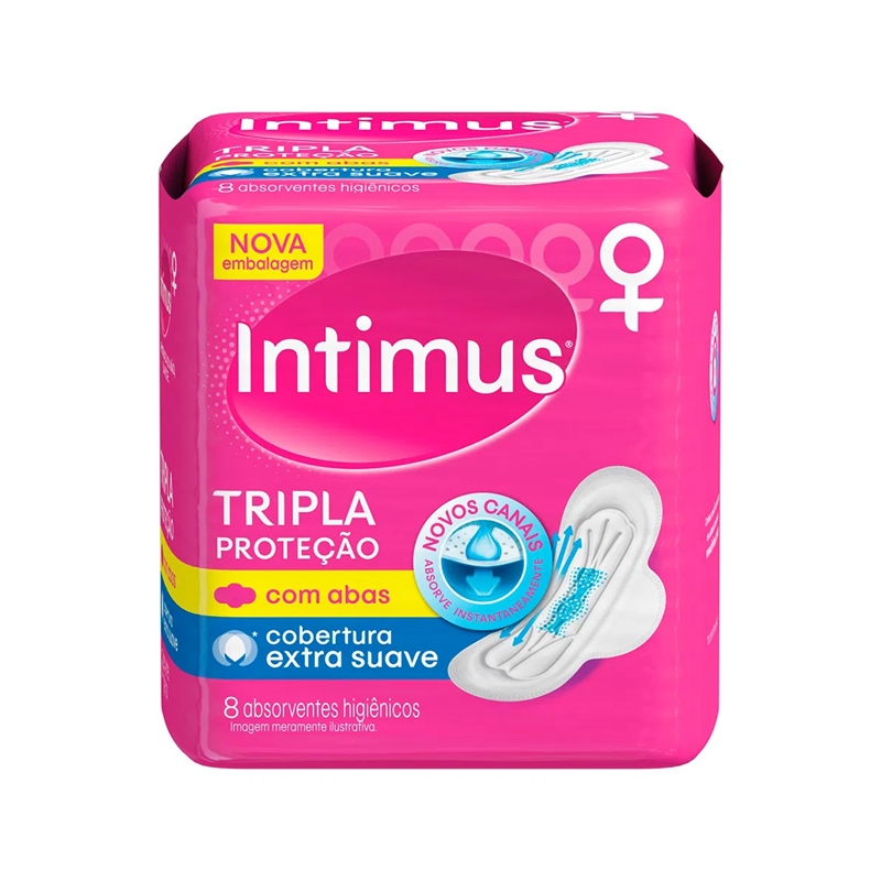 ABSORVENTE INTIMUS GEL NORMAL COM ABAS SUAVE COM 8 UNIDADES ...