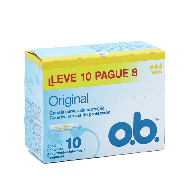 Absorvente Interno OB Original Médio Com 10 Unidades - Farmácias Unipreço