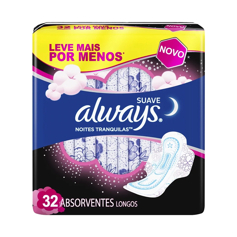 Absorvente Always Noturno Suave Com Abas Com 32 Unidades