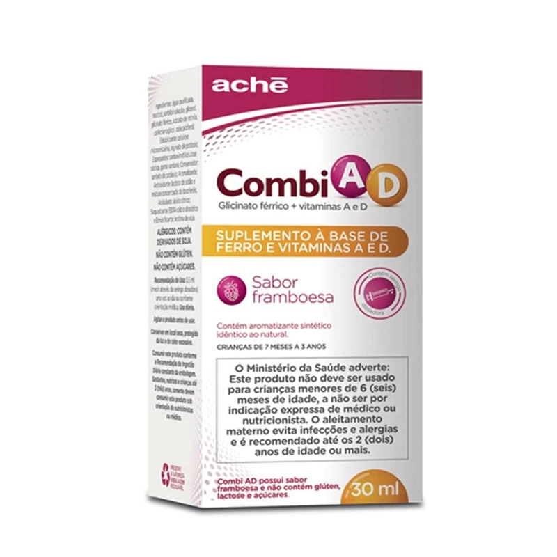 Suplemento Vitamínico Combi AD sabor Framboesa 30ml - Farmácias Unipreço