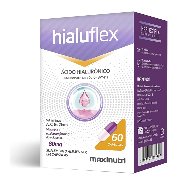 HIALUFLEX ACIDO HIALURONICO MAXINUTRI 80MG COM 60 CAPSULAS