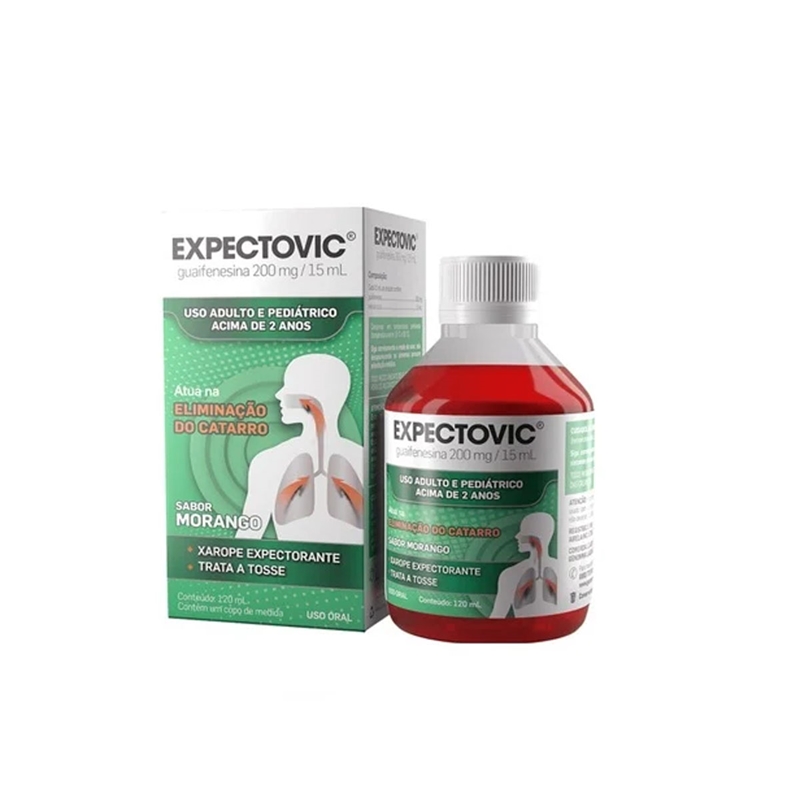Xarope Expectorante Expectovic Morango 120ml - Farmácias Unipreço